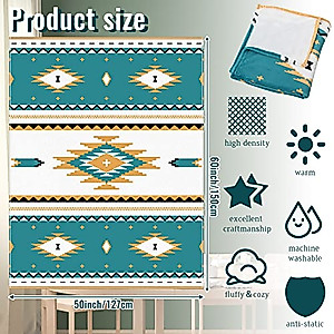 Aztec Throw Blanket Gift 60 x 50 Inches Flannel Bohemian Gift Warm Navajo Blanket Tribal Blanket Western Cover for Camping Bedding Outdoor Couch Sofa Office