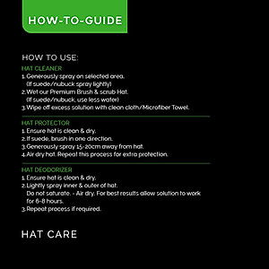 SNEAKER LAB Complete Hat Care Kit - Cleaner + Deodorizer + Protector + Premium Brush - Perfect for Most Materials - 1.7 Fl Oz Bottles