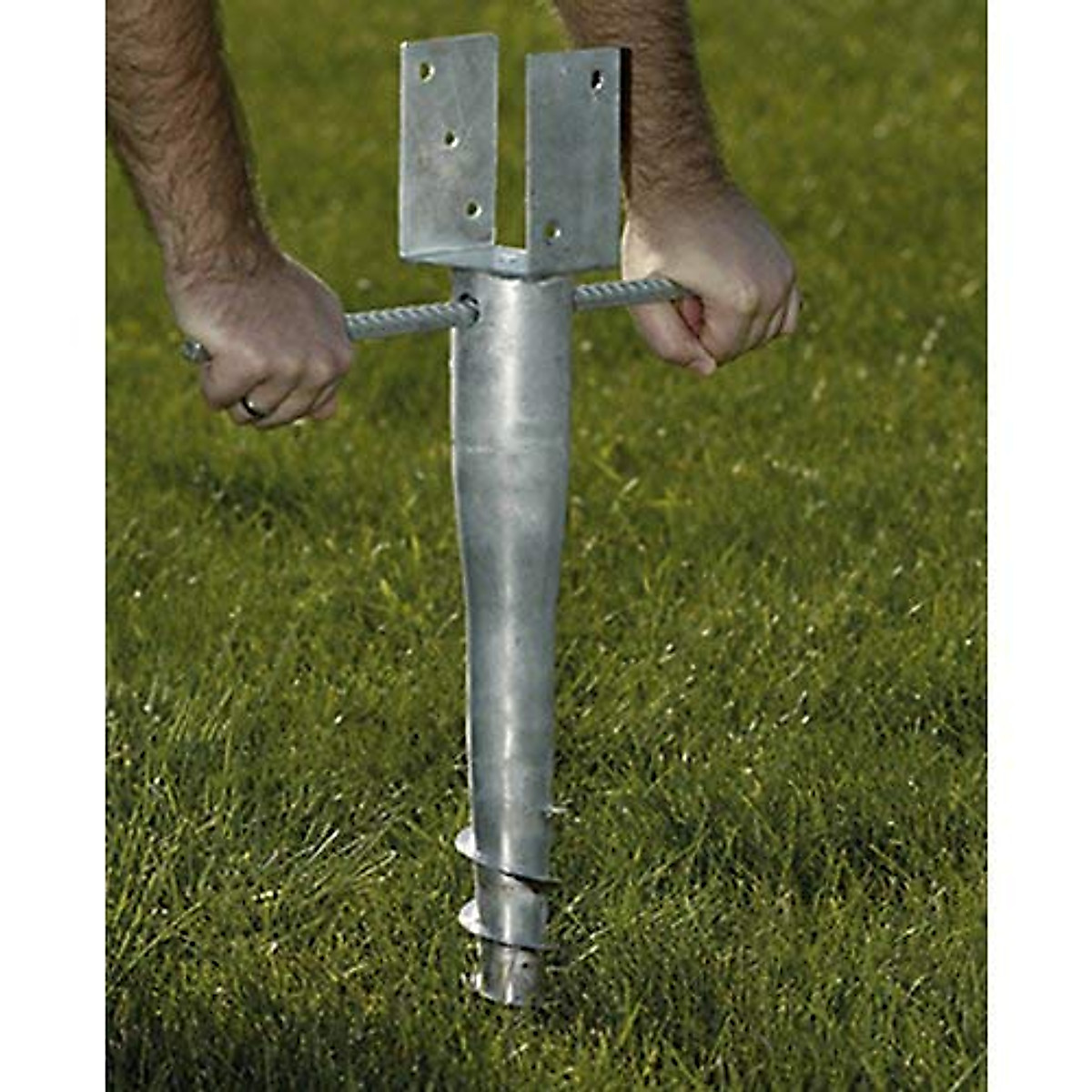 Step2 500599 Atherton Reserve Storage Classic White Mailbox & Mayne 580D-BK Ground Screw, Silver