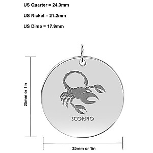 US Jewels Ladies 925 Sterling Silver 1in Scorpio October & November Zodiac Pendant