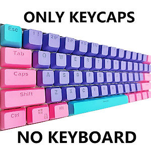 WHYSP 61 PBT Keycaps for 60 Percent Keyboard, Backlit Keycap Set for Mechanical Gaming Keyboard OEM Profile Blue Keycaps with Key Puller for Cherry MX Switches (Peach)