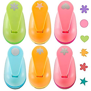 LoveInUSA Punch Craft Set, 6PCS Hole Punch Shapes Hole Puncher for Crafts Paper Punches Decorative Snowflake Star Circle Hole Puncher for Crafting Scrapbook Nail Designs