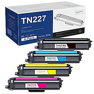 VASERINK TN227 High Yield Toner Set 4 Pack: Compatible TN227BK TN227C TN227M TN227Y Replacement for Brother MFC-L3750CDW HL-L3210CW HL-L3290CD MFC-L3770CDW Printer (TN-227BK/C/M/Y)