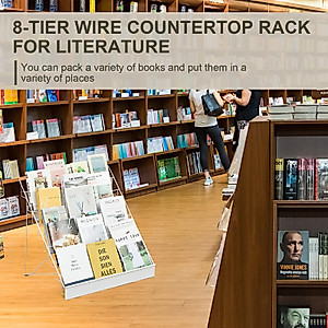 Gisafai 8 Tier Metal Greeting Card Display Magazine Display Rack Wire Countertop Rack for Literature Card Display Rack Comic Book Display Wider for Literature Books Cards Brochures Magazines Arts Dvd
