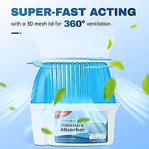 Vacplus Ultra-Fast Dehumidifiers, Drop Starter Kit - 3 reusable boxes with 6 Pack Weighted Humidity Absorber Refill Tabs, Individually-Wrapped Dehumidifier for Closet, Moisture Absorber & Odor Elimi