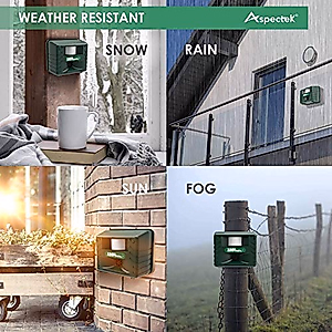ASPECTEK Includes AC Adapter, Extension Cord Pest Repeller Yard Sentinel 2 Pack Outdoor Ultrasonic Animal Control, Green, Sound Frequency:15 kHz -18 kHz