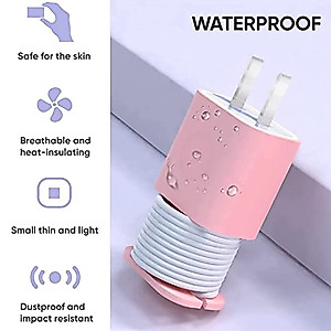 365Home 4-Pack 2 in 1 Silicone Charger Protector with Cord Wrap, iPhone Silicone Power Adapter Case, Snapback Charger Winder, Compatible with iPhone 12/13/14 Charger