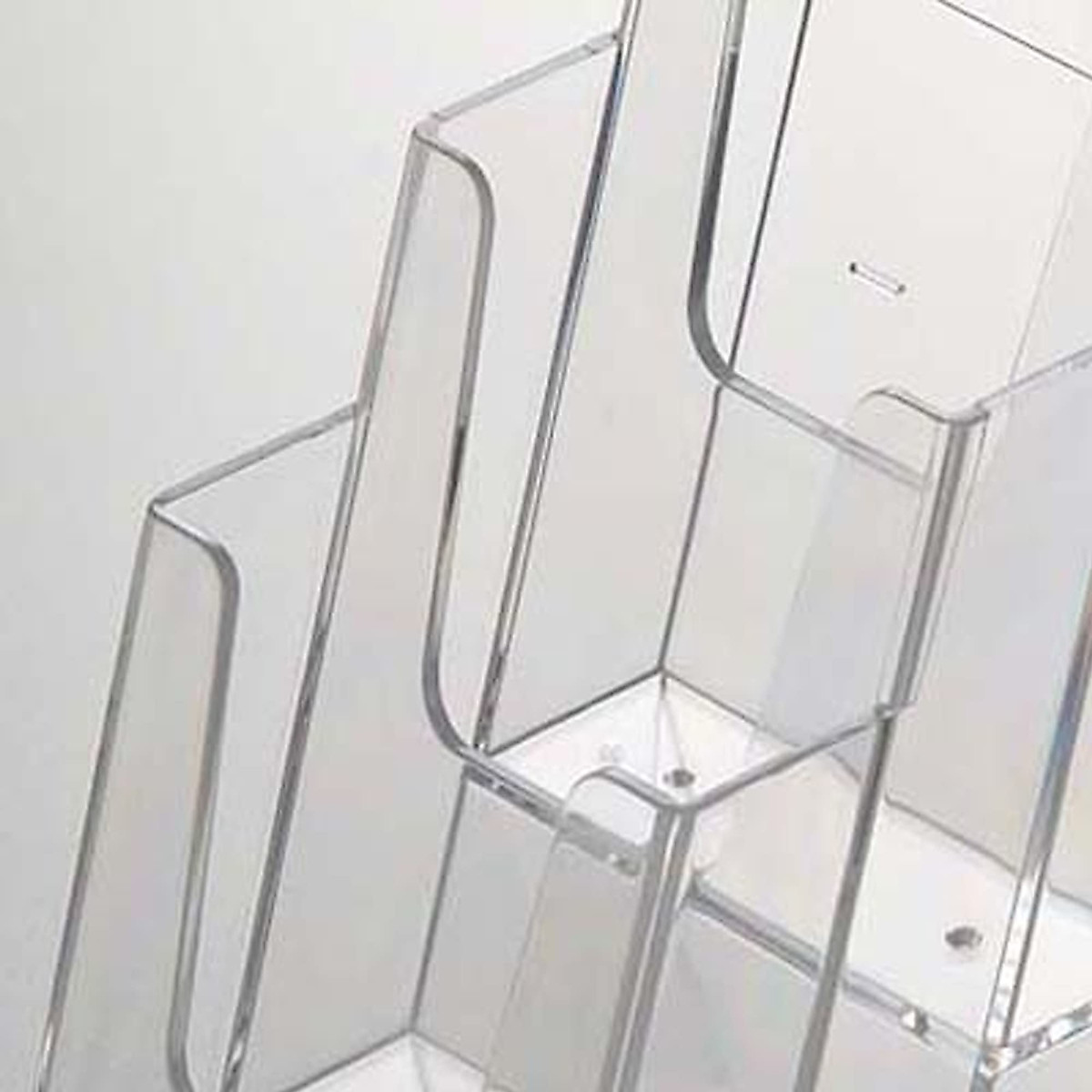 M&T Displays Clear Acrylic Brochure Leaflet Holder 4x6 Inch 3 Tier 3 Pockets Countertop Desktop Literature Rack Pamphlet Leaflet Flyer Card Display Stand Desk Organizer