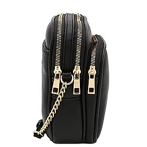 FashionPuzzle Multi Pocket Casual Crossbody Bag (Black) One Size