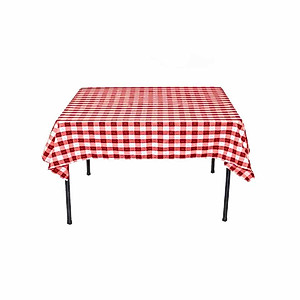 Runner Linens Factory Square Checkered Tablecloth 45x45 Inches (Red & White)