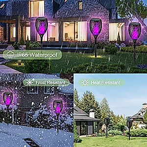 arzerlize Purple Solar Lights Outdoor, Larger Solar Torch Lights Outdoor, Ultra Bright Christmas Solar Torch Light with Flickering Flame Waterproof Auto On/Off Light for Garden Yard 4P