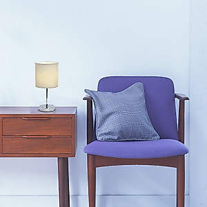 Simple Designs LT2007-WHT Chrome Mini Basic Table Lamp with Fabric Shade, White