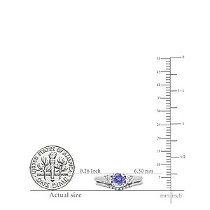 Dazzlingrock Collection 5mm Round Tanzanite & White Diamond 3 Stone Wedding Ring Set for Women in 14K Gold