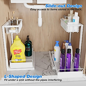Atorica Under Sink Organizer, Pull Out Cabinet Organizer 2-Tier Slide Out Under Cabinet Storage, Multi-Use Under Kitchen Bathroom Sink Organizers and Storage