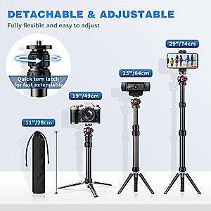 Webcam Tripod Stand, Nycetek Adjustable Sturdy Desk Tripod for Logitech Webcam C920 Brio and Other Webcam with 1/4" Thread, Aluminum Table Tripod with Phone Holder & Remote for Cell Phones, Camera