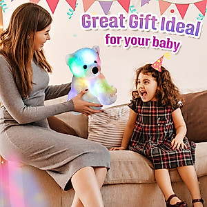 BSTAOFY Glow Polar Bear Light up Stuffed Animal LED Night Light Soft Plush Toy Adorable Birthday Valentines Mother's Children's Day for Toddler Kids, White, 9.5''