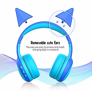 gorsun Bluetooth Kids Headphones with Microphone,Children's Wireless Headsets with 85dB Volume Limited Hearing Protection,Stereo Over-Ear Headphones for Boys and Girls (Blue)