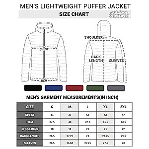 Outdoor Ventures Men's Lightweight Packable Hooded Puffer Jacket Insulated Winter Coat for Snow Ski Traveling