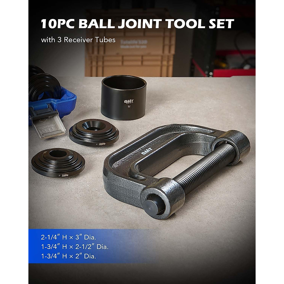 Orion Motor Tech Heavy Duty Ball Joint Press & U Joint Removal Tool Kit with 4wd Adapters, for Most 2WD and 4WD Cars and Light Trucks (BK)