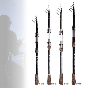 Telescopic Fishing Pole Portable Sea Fishing Rod Stylish Fishing Gear for Freshwater Saltwater Fishing Outdoor - 1.8m (Black)