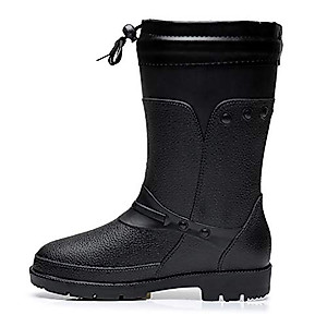 justHIGH Women's Mid Calf Rain Boots Collar Boots Ultra Lightweight Garden Shoes Slip On Non-Slip Rubber Waterproof Boots