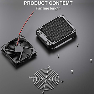 Clyxgs Water Cooling Radiator, 8 Pipe Aluminum Heat Exchanger Radiator with Fan for PC CPU Computer Water Cool System DC12V 80mm Black