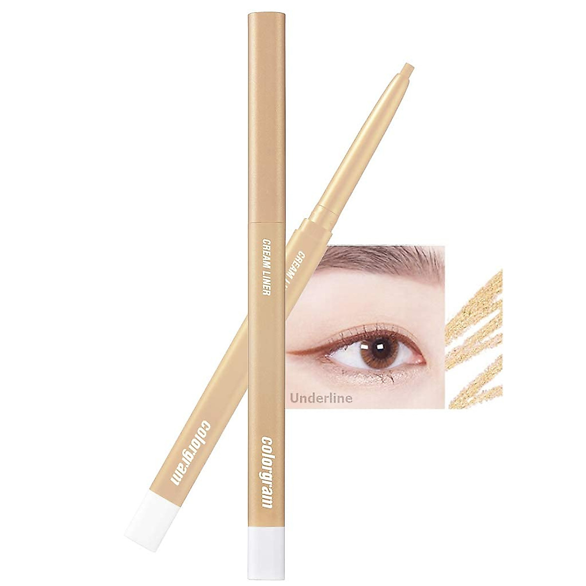 COLORGRAM Artist Formula Cream Liner - 04 Gold Harmony | Best Cream Eyeliner, Ultra Pigmented, Long Lasting, Waterproof & SmudgeProof, Easy to Use, All Day Wear and Daily Makeup, Korean Beauty 0.25g