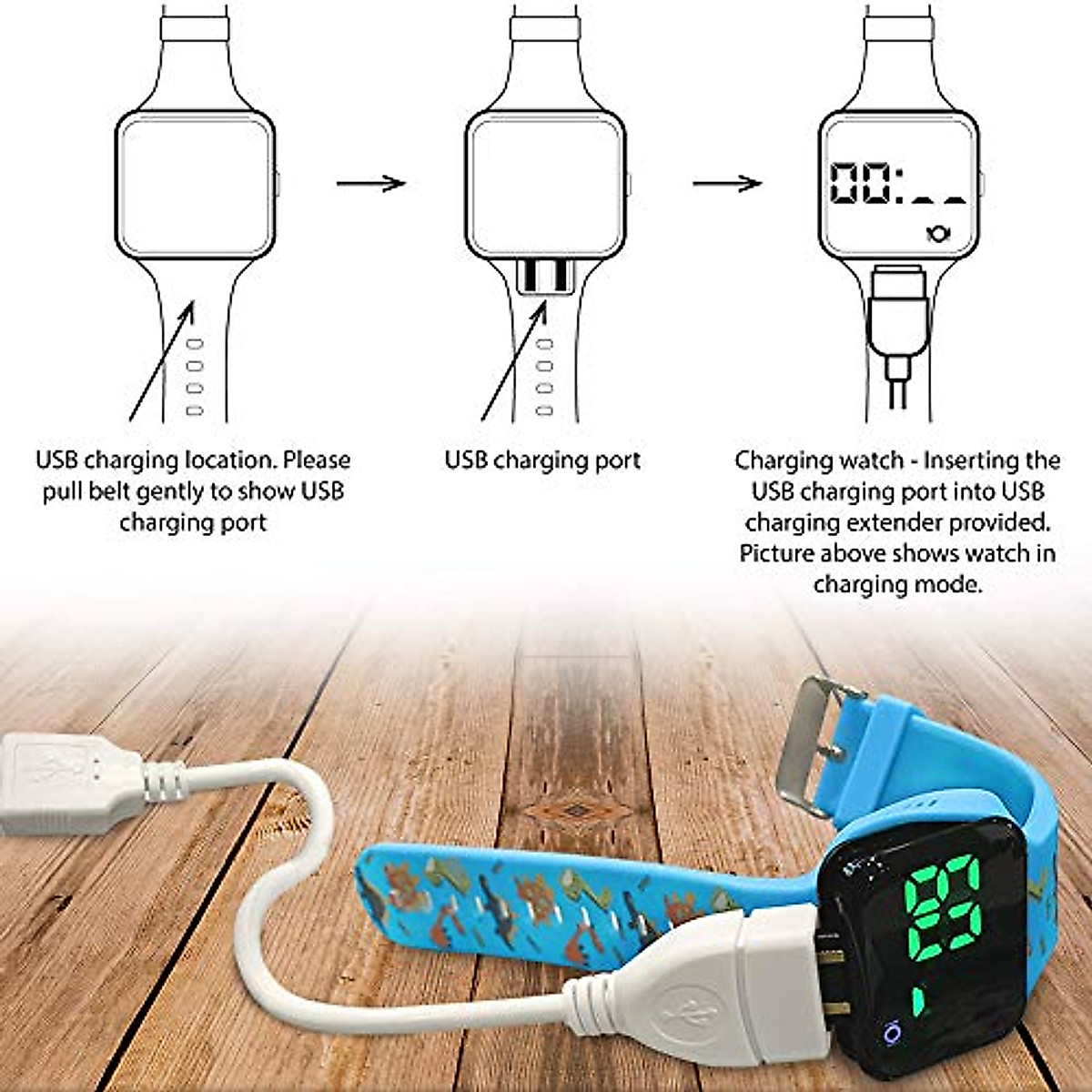 Charging USB Cable Adapter for Athena Futures Potty Training Watch