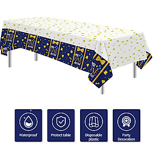 APOWBLS Mr Onederful Birthday Tablecloth Decorations Boy - Disposable Onederful 1st Birthday Party Supplies Table Cover, Baby Boy First Birthday Decorations Table Cloth - 2 Pack (54in x 108in)