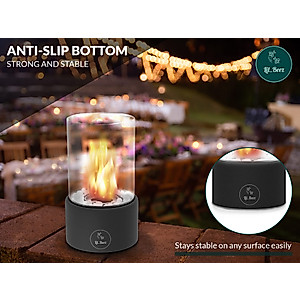 LIL_BEEZ Tabletop Fire Pit - Stainless Steel Portable Fire Pit - Crack-Resistant Small Indoor Table Firepit - Mini Fireplace with Borosilicate Glass