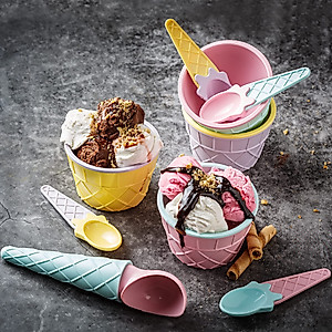 Crystalia Ice Cream Dessert Sundae Bowls, Small Plastic Reusable Ice Cream Cups, BPA-Free, Set of 9, 5 fl oz