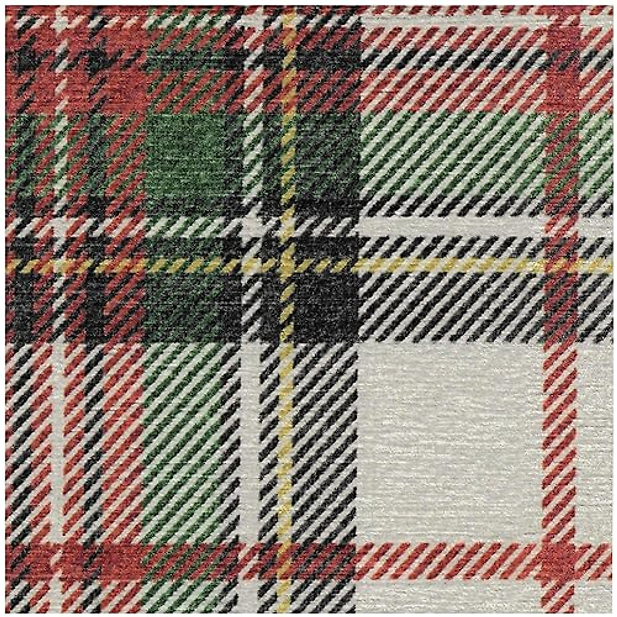RUGGABLE Washable 5x7 Area Rug, Plaid, Premium Winter Rugs for Living Room, Bedroom, Kitchen, Office, Classroom with Gripper Non Slip Pad, Dress Stewart Tartan White