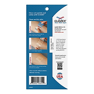 Clozex Complete Emergency Laceration Kit - Repair Wounds Without Stitches. FDA Cleared Skin Clean Cover Closure Device for 2 Individual Or Combine for 2 1/2 in. Length