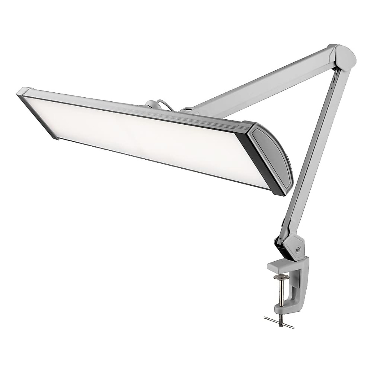 Neatfi Ultra 3,500 Lumen LED Desk Lamp, 45W, 26 Inch Wide Metal Shade, 270 SMD LEDs (Non-CCT with Clamp, Silver)