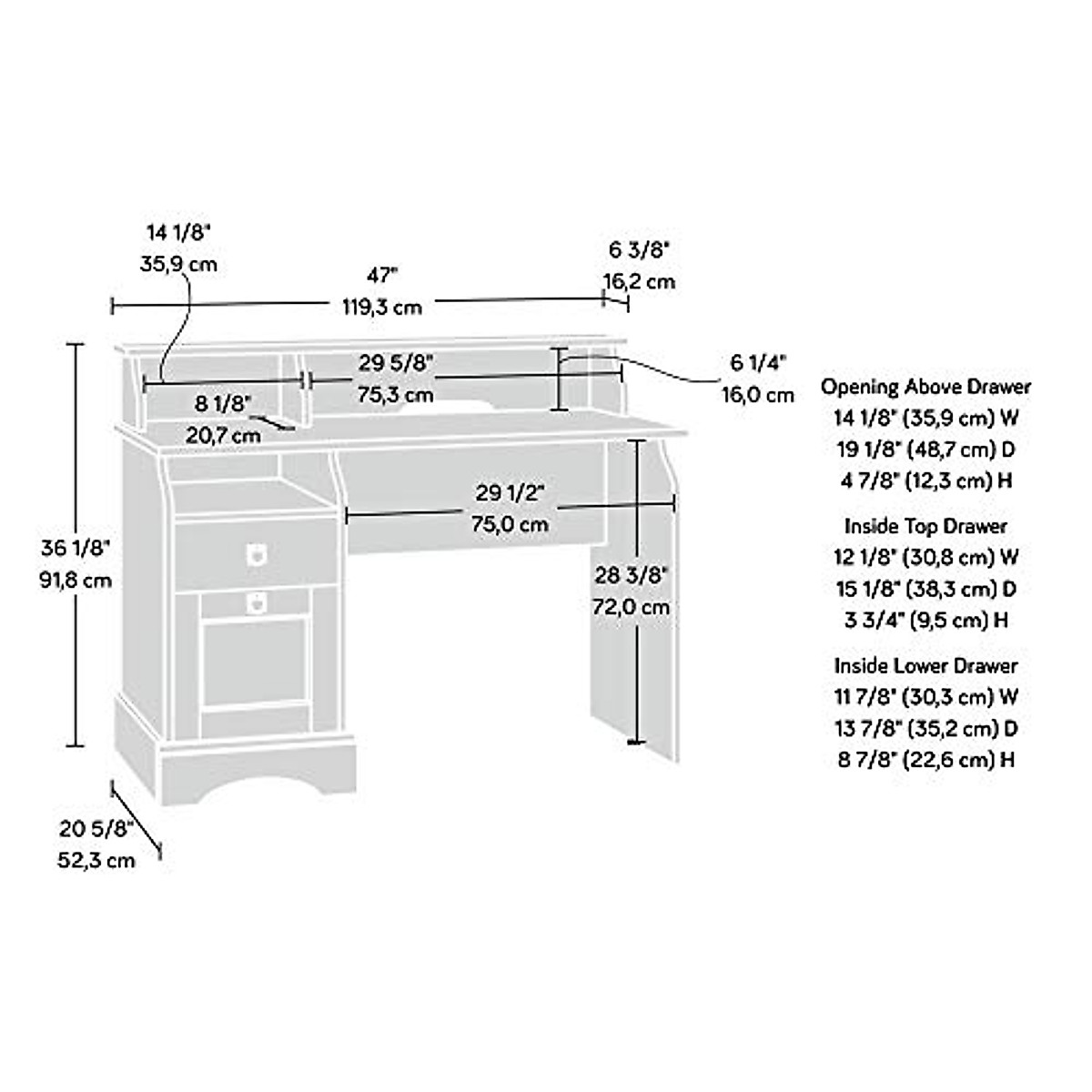 Sauder Graham Hill Desk, Salt Oak finish
