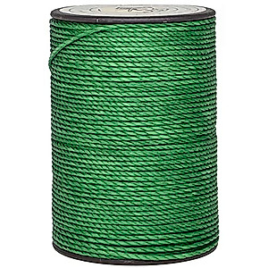 Selric [30 Colors Available] 0.8mm Round Waxed Polyester Thread for DIY Leather Projects, Macrame, Crafts, Machine and Hand Sewing (Grass Green)