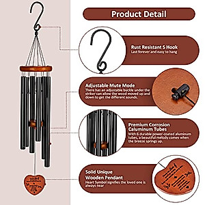 Sympathy Wind Chimes, 32" Memorial Wind Chimes for Loss of Loved One Prime, Meaningful Condolence Bereavement Rememberance Gifts for Loss of Father Mother Outdoor Deep Tone Wind Chimes Deco Garden