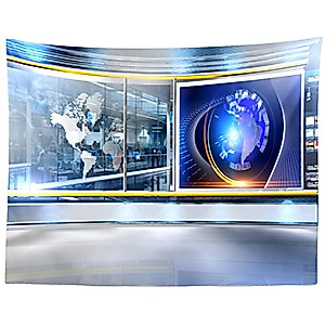 Loccor 8x6ft News Broadcast Backdrop Fabric Studio TV Global Breaking News Broadcasting Hall Backdrop Media Program Reporter Interview Photography Background Business Person Video Record Photo Props