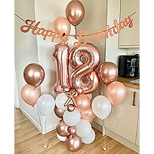 Rose Gold Birthday Party Balloons, 50pcs12 Inch Birthday Balloons Rose Gold White Confetti Balloons For Girls Birthday Party decorations