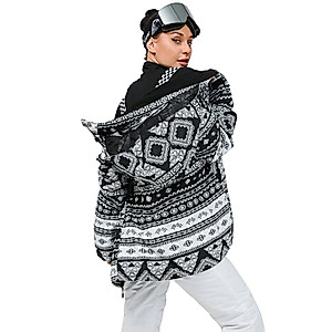 RIUIYELE Women's Ski Suit Windproof Waterproof Snowboard Colorful Printed Ski Jacket and Pants Set (Style8, M)