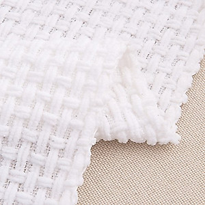 Melody House Super Soft Woven Plaid Pattern Throw, Decorative Throw Blanket with Tassels, 50x60, Bright White