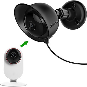Adjustable Durable Plastic Wall Mount Outdoor Indoor Bracket and Silicone Cover Skins Protective Case for Yi Home Camera 1080p/ 720p (Black, 2 Pack)