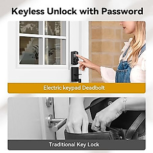 Brightify Keyless Entry Lock with Handle, Electronic Keypad Deadbolt, Auto Lock, Backlit, Easy Installation, Front Door Handle Sets, Matte Black