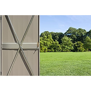 Arrow Shed Designed 6' x 3' x 6' Compact Outdoor Metal Backyard, Patio, and Garden Shed Kit, Flute Gray and Anthracite