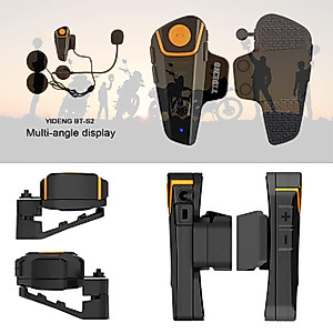 Yideng Bluetooth for Motorcycle Helmet Headset Wireless Intercom Interphone BT-S2 Walkie-Talkie Supports FM Radio GPS Voice Command Music Hands-Free up to 3 Riders Communication in 1000m(Single)
