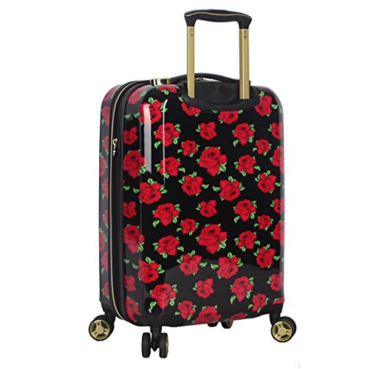 Betsey Johnson Designer 20 Inch Carry On - Expandable (ABS + PC) Hardside Luggage - Lightweight Durable Suitcase With 8-Rolling Spinner Wheels for Women (Covered Roses)