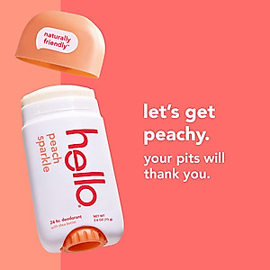 Hello Peach Aluminum Free Deodorant for Women + Men, Natural Fragrance, Dermatologically tested, Baking Soda Free, Parabens Free, Dye Free, 24 Hour Odor Protection, (Pack of 2)