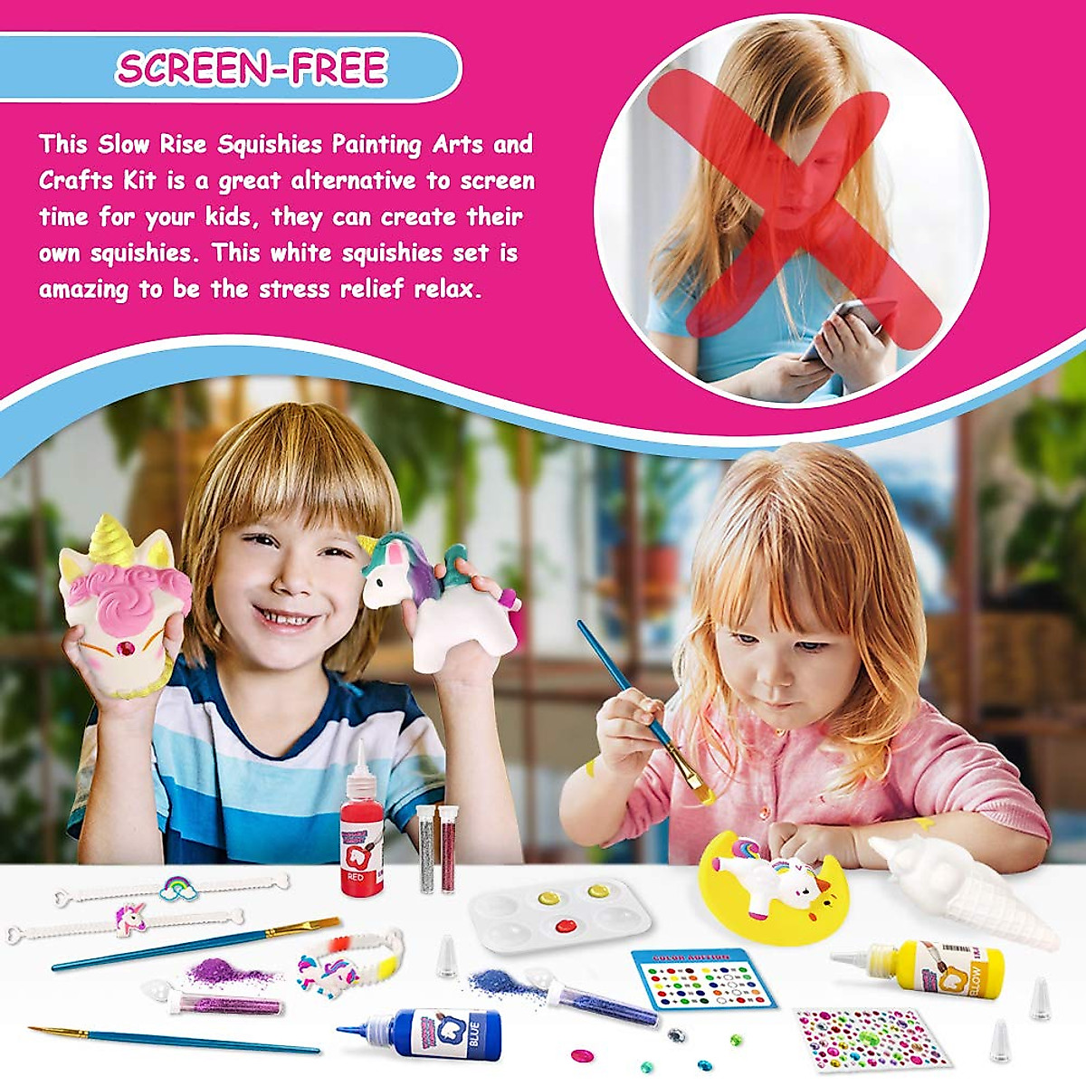 Heyzeibo Squishies Toys for Kids, Arts Crafts Squishy Gifts for Age 3 4 5 6+ Years Old Boys Girls Toddlers, Paint Your Own Squishies, Soft Stress Relief DIY Squishy Painting Toys for Adults Lovers