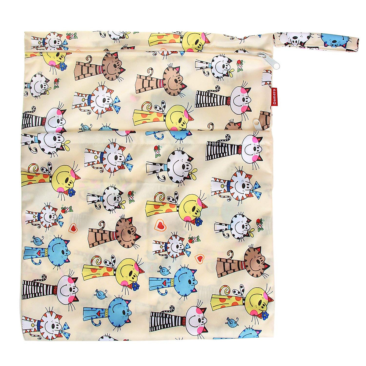 Damero 3pcs Pack Wet Dry Bag for Cloth Diapers Daycare Organizer Bag, Cats