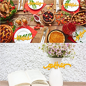 Yookeer 12 Pieces Thanksgiving Wood Cutouts Cards Fall Plate Decorations Thanksgiving Place Setting Thankful Grateful Blessed Family Joyful Wood Table Sign for Thanksgiving Dinner Decorations